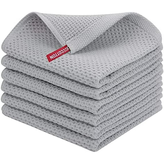 100% Cotton Waffle Weave Kitchen Dish Cloths, Ultra Soft Absorbent ...