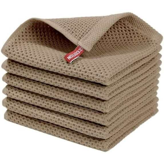 100% Cotton Waffle Weave Kitchen Dish Cloths, Ultra Soft Absorbent ...