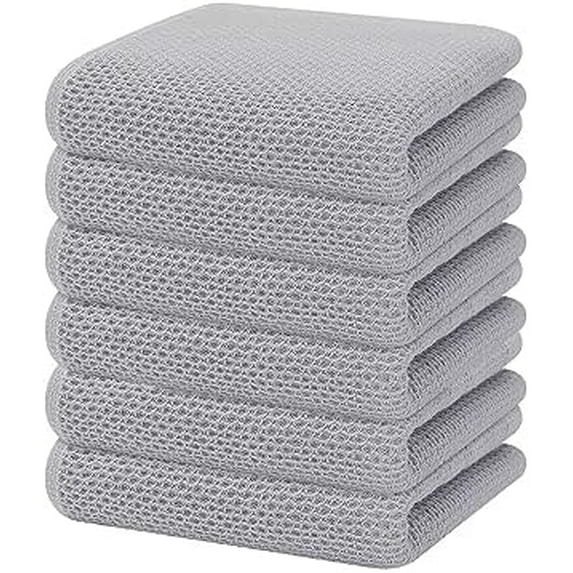 100% Cotton Waffle Weave Kitchen Dish Towels, Ultra Soft Absorbent ...