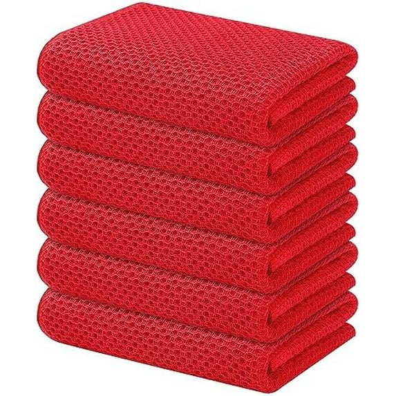 100% Cotton Waffle Weave Kitchen Towels, 6-Pack Super Soft and ...