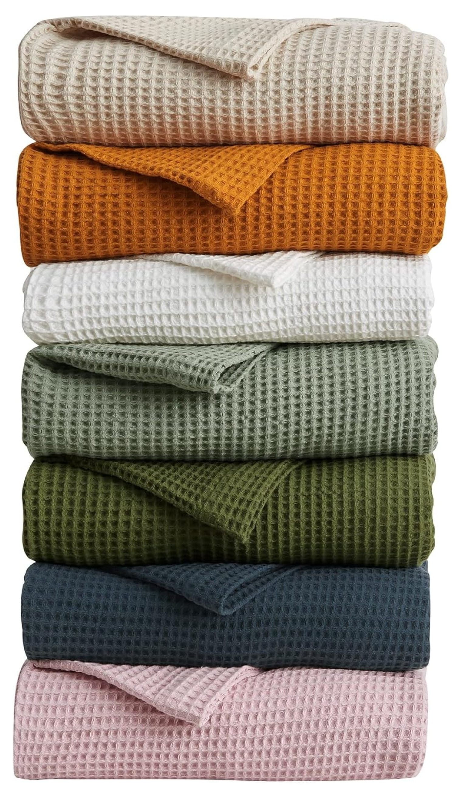 100% Cotton Waffle Weave Queen Bed Blanket | Sage Waffle Knit Blanket ...