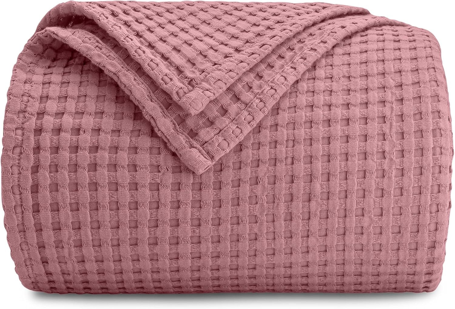 100% Cotton Waffle Weave Throw Blanket - Breathable, Skin-Friendly ...