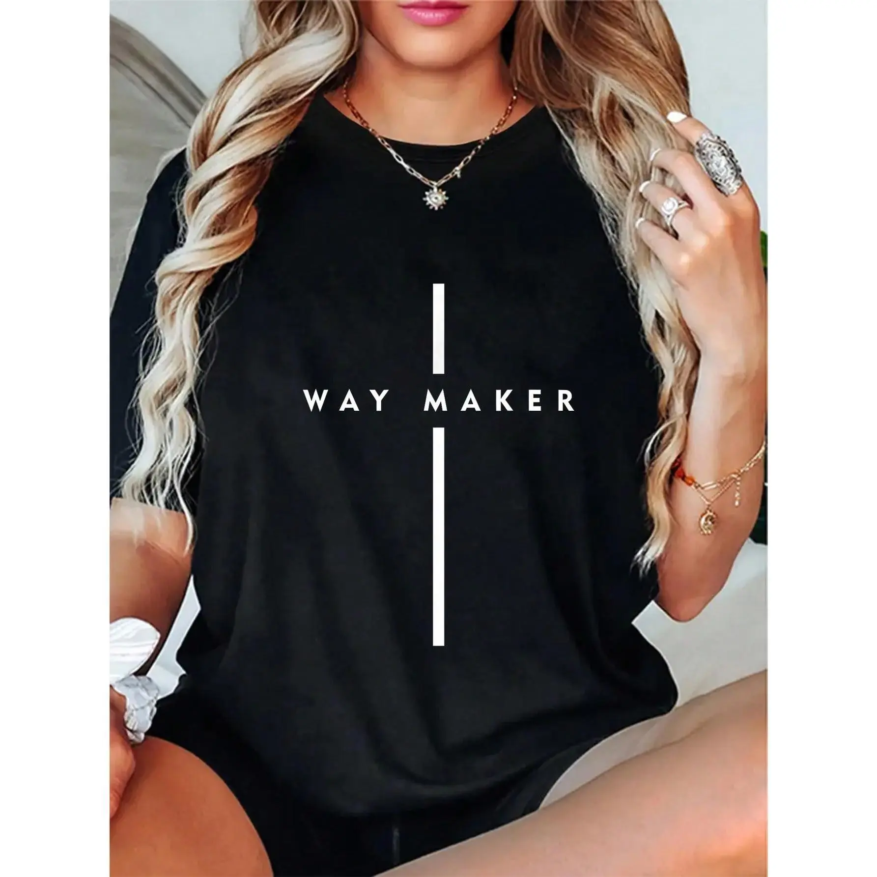100% Cotton Way Maker Jesus Cross Christian Faith Men Women Gifts T ...