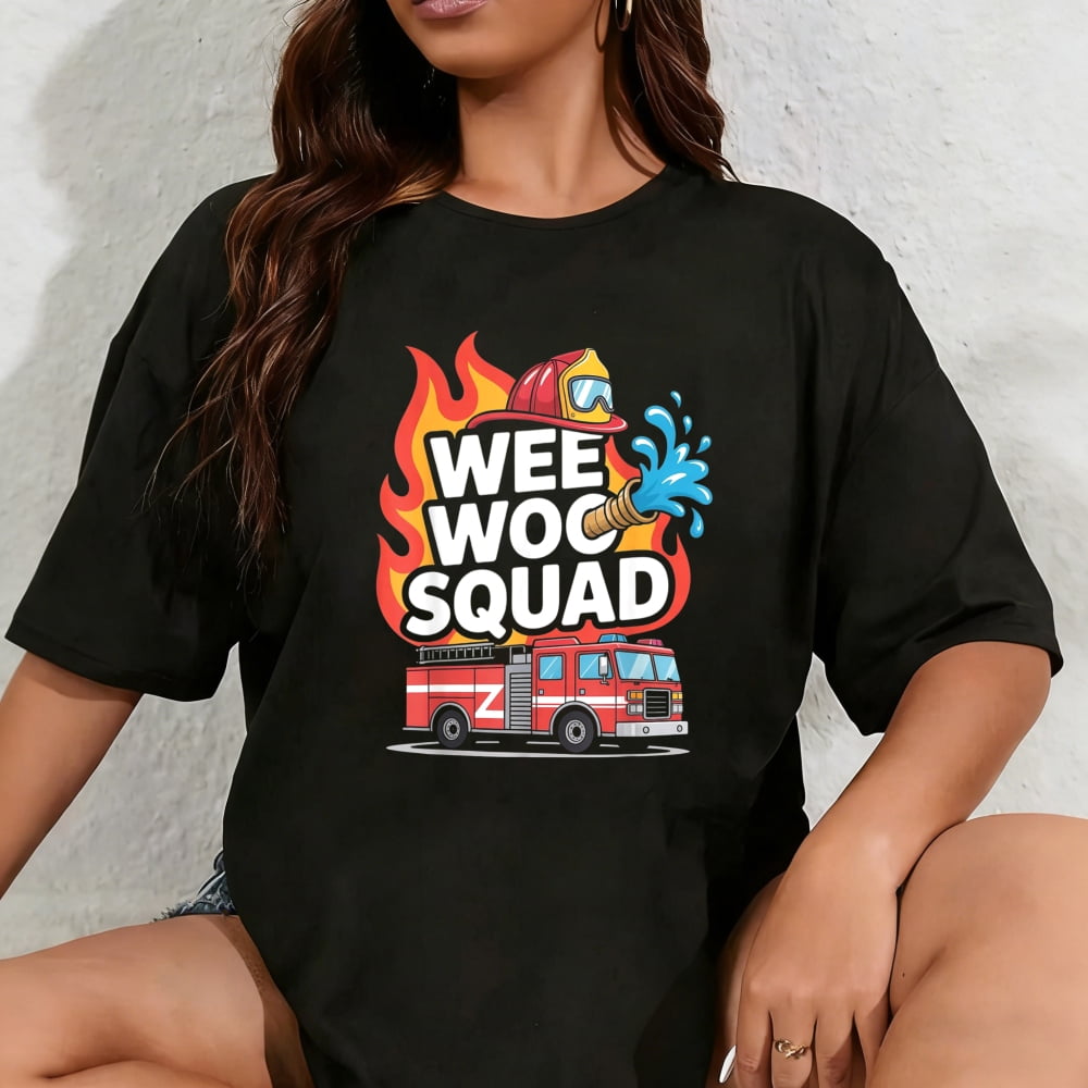 100% Cotton Wee Woo Squad Firefighter Fun Design T-Shirt - Walmart.com