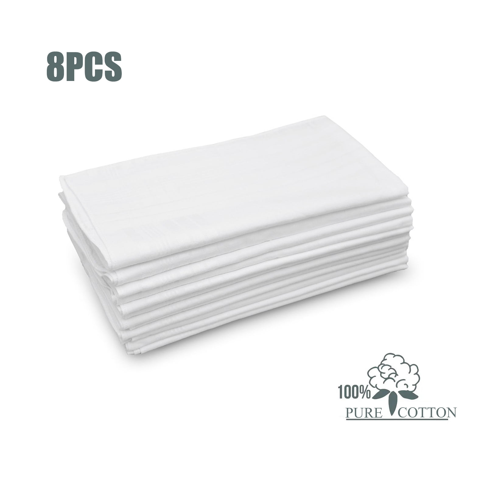 100% Cotton White Handkerchiefs, 8pcs Asablve Solid White Handkerchiefs ...