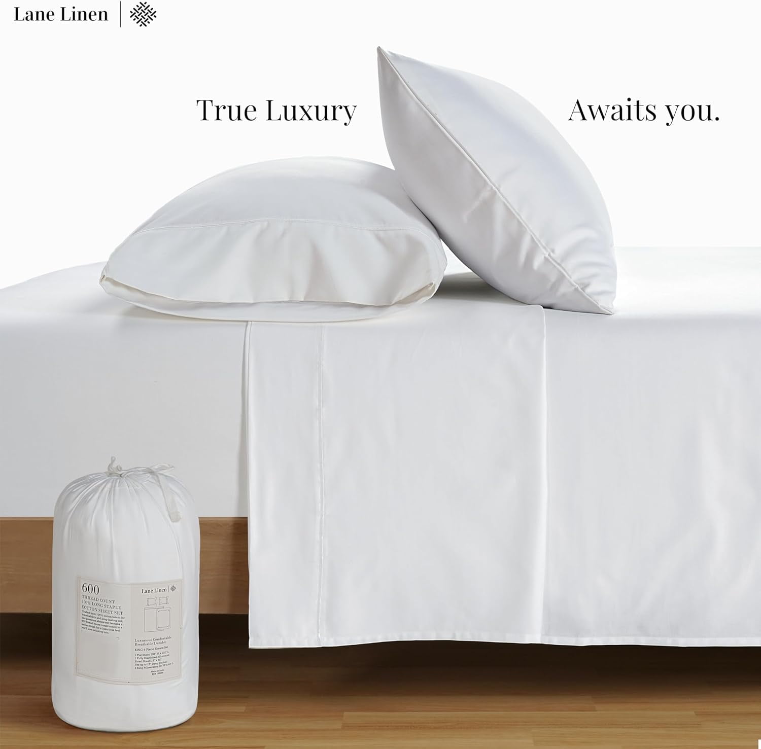 100% Cotton White Sheets Set Full Size, Fully Elasticized Cotton Hotel Style Thick Full ...