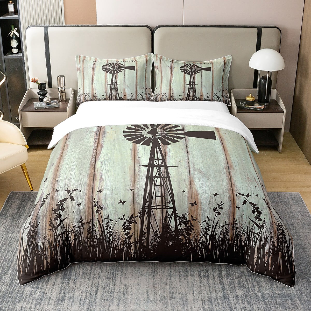 100% Cotton Windmill Gift Duvet Cover,Rustic Windmill Farmhouse Bedding ...