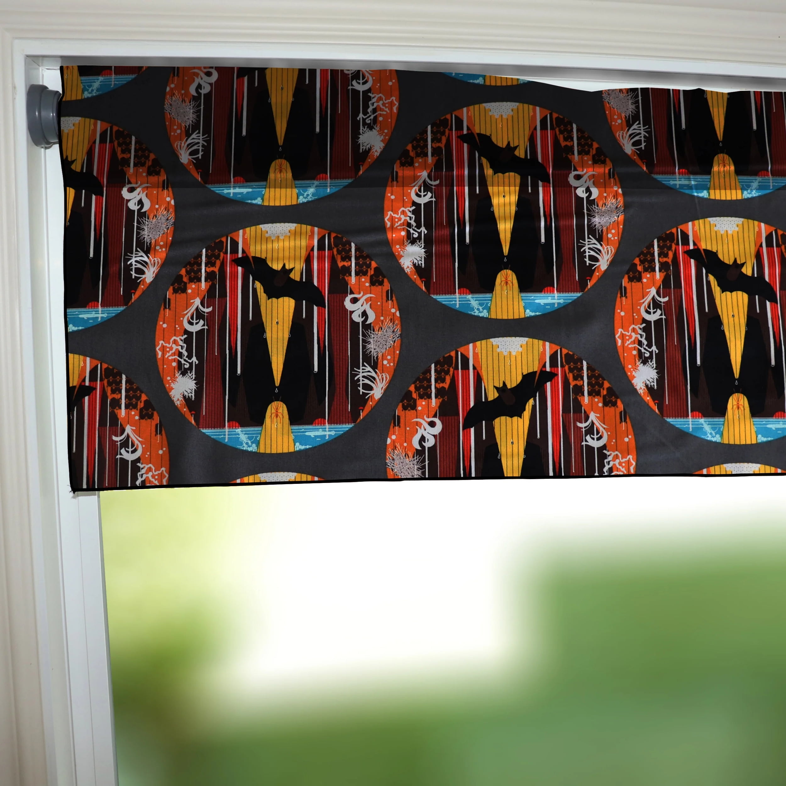 100% Cotton Window Valance Seasonal Print 42" Wide Abstract Halloween ...