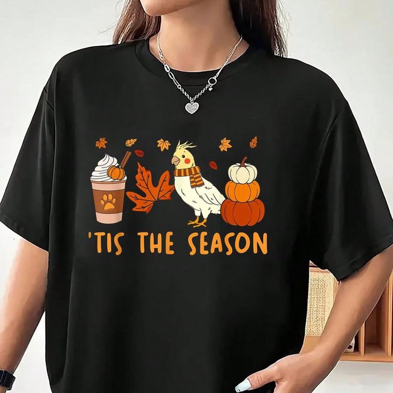 100% Cotton WoM1en hirt Tis The SeaS1on katiel Parrot Fall Autumn ...
