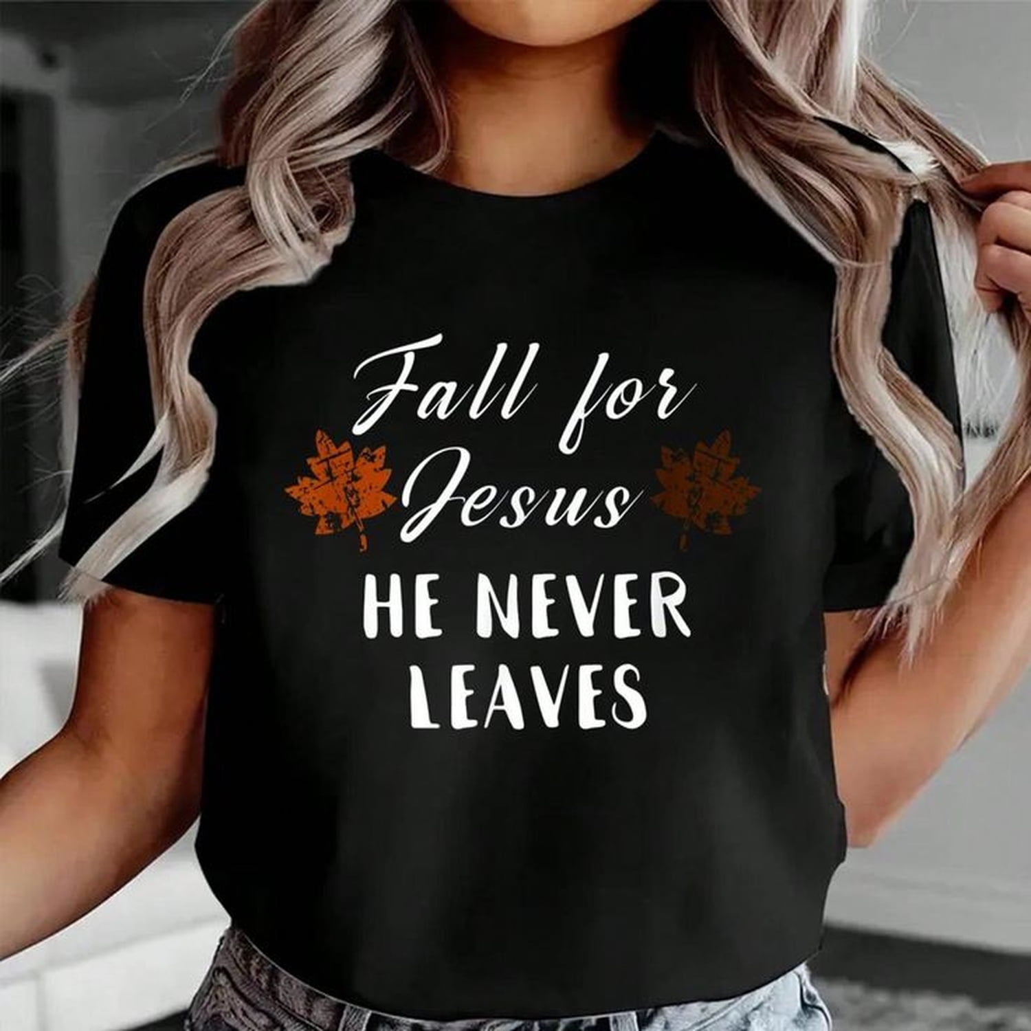 100% Cotton WoM1ens Graphic T-S1Hirute Fall Harvest For JesuS1 He Never ...