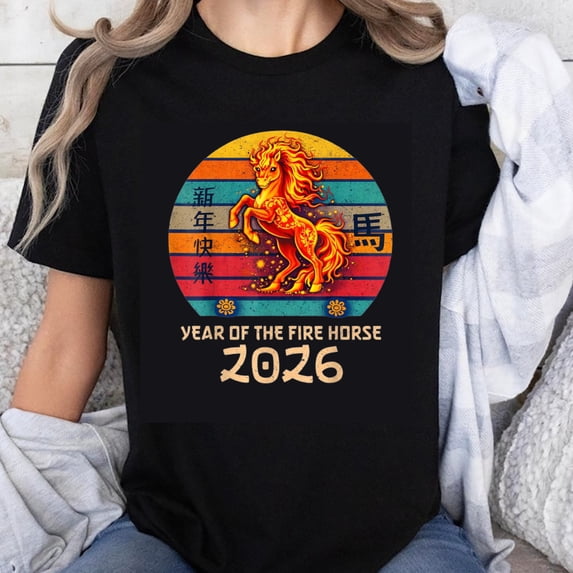 100% Cotton Year Of The Fire Horse 2026 Chinese New Year Zodiac Horse ...