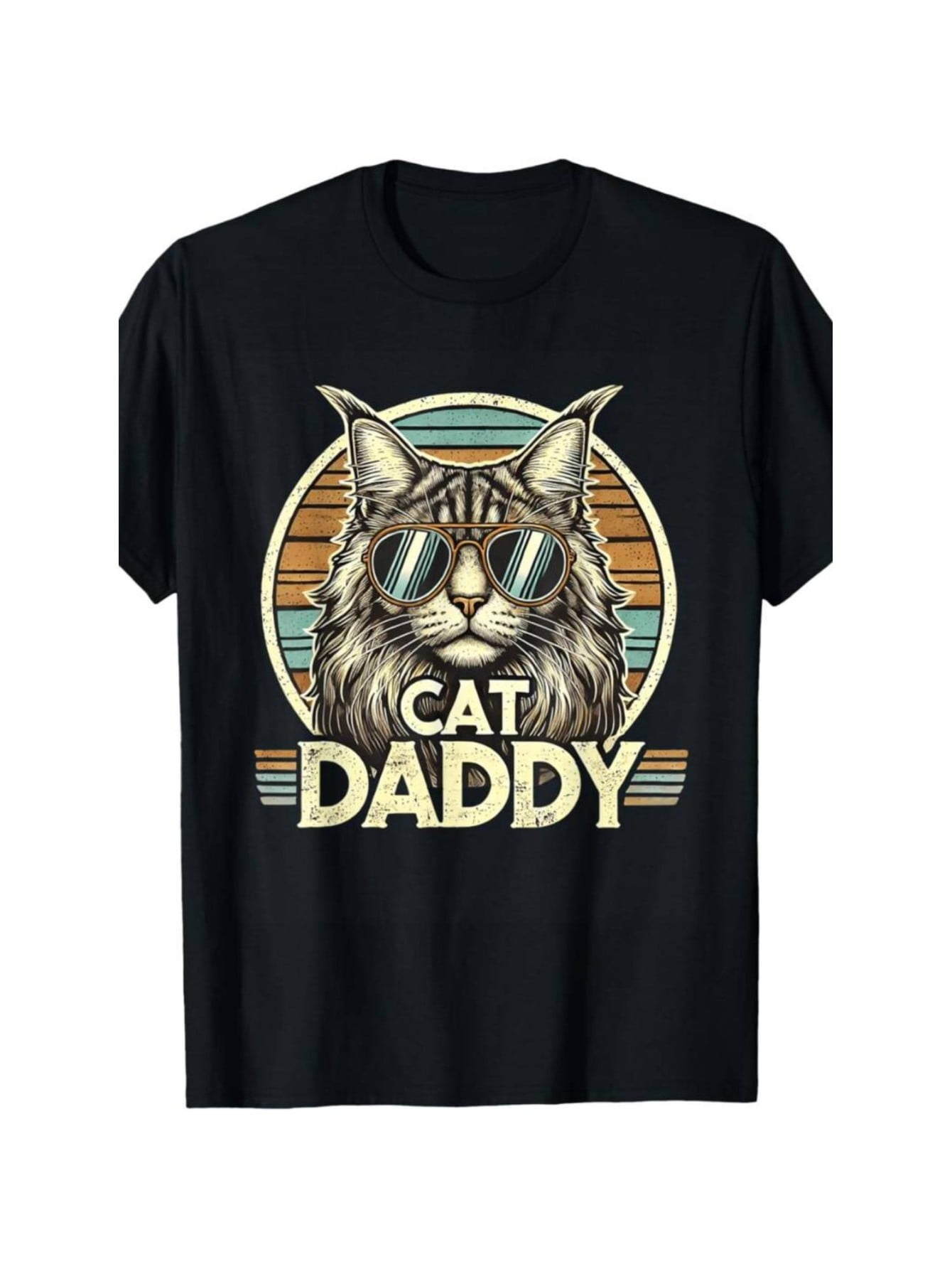 [100% Cotton] eWHCat Daddy Cool Maine Coon Cat Father's Day Retro Cat ...