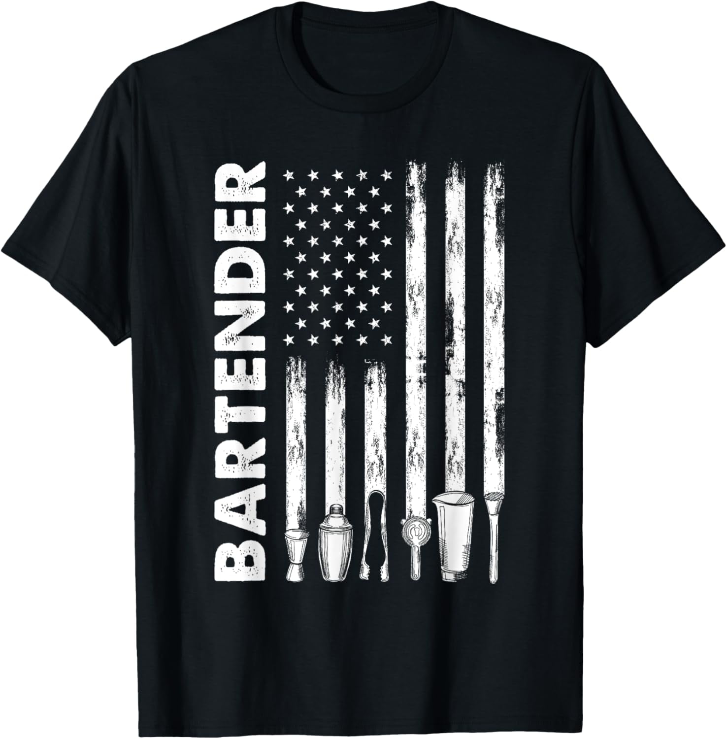100% Cotton for Both Men and WomenAmerican Flag Bartender Funny ...