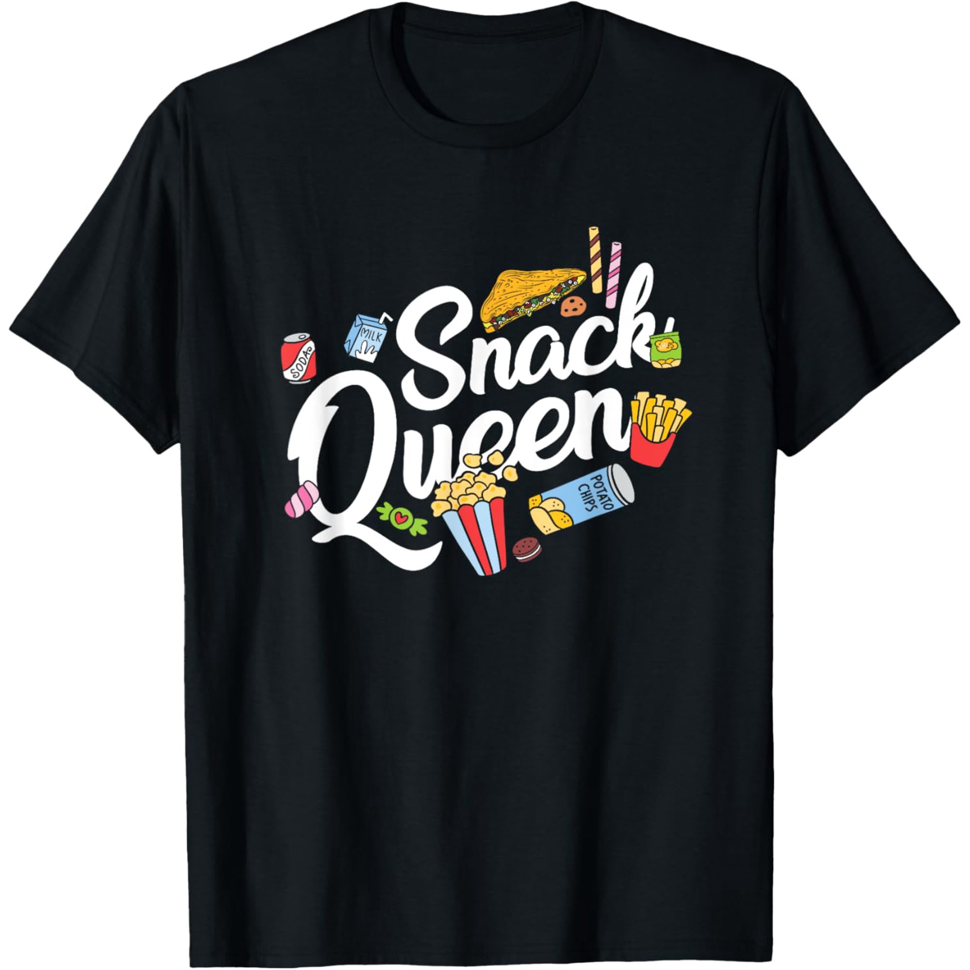 100% Cotton for Both Men and WomenFunny Snack Lover Designs For Women ...
