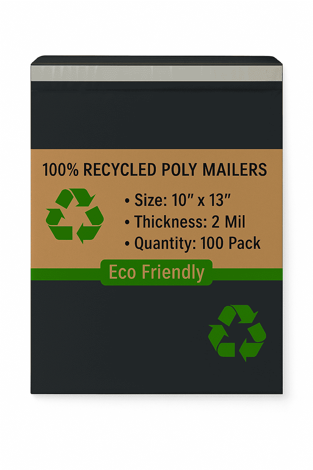 100 Count, 10x13" 100% Recycled Grey Poly Mailers, 2 Mil Thick, Eco ...