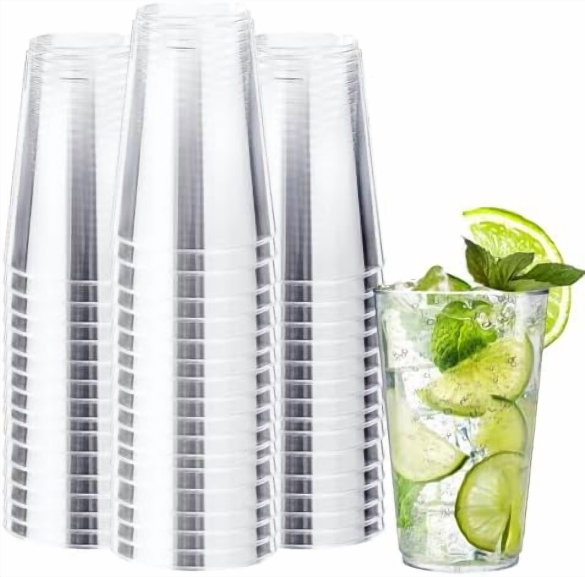 100 Count 12 oz Clear Plastic Cups, Plastic Drinking Cup for Party ...