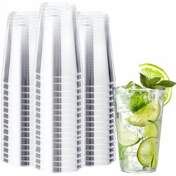 100 Count 12 oz Clear Plastic Cups, Plastic Drinking Cup for Party ...