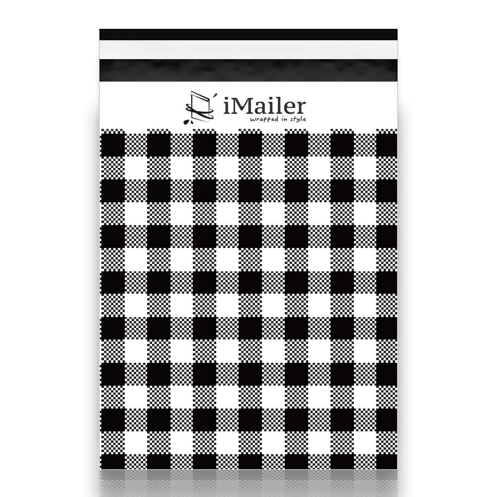100 Count - 12" x 15.5", Poly Mailer Black Gingham Plaid Package with ...