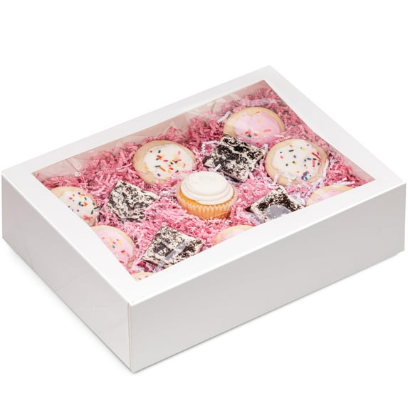 100 Count 14x10x4 Inch White Bakery Boxes with Window, Auto Popup ...