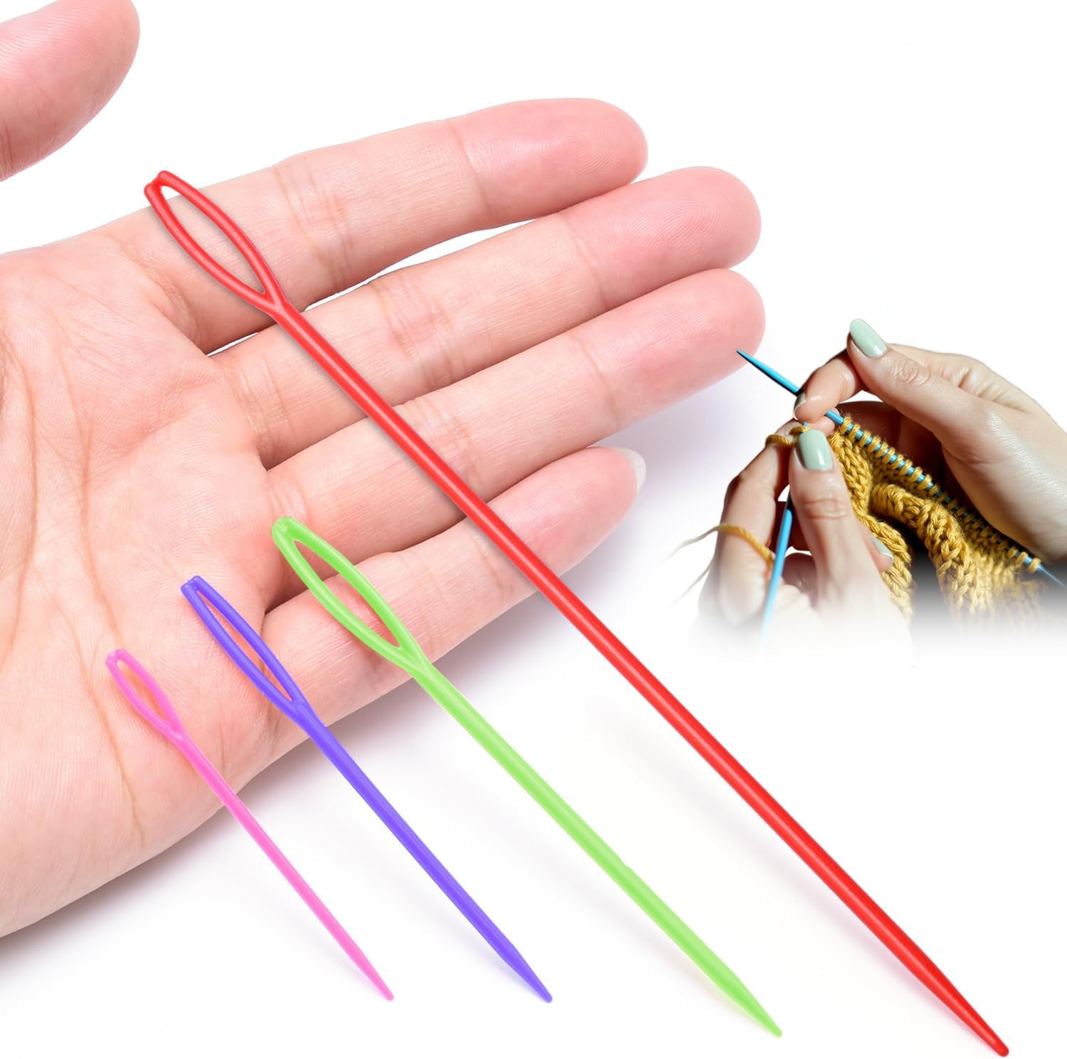 100 Count 2 Inch Plastic Yarn Needles, Large Eye Sewing Crochet Needle ...