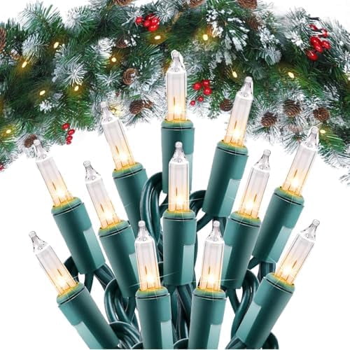 100 Count 25 Feet Christmas String Lights, Incandescent Bulb Mini ...