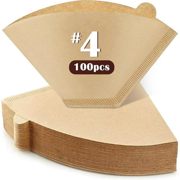 100 Count #4 Cone Coffee Filters 8-12 Cup, Natural Coffee Filters 4 ...