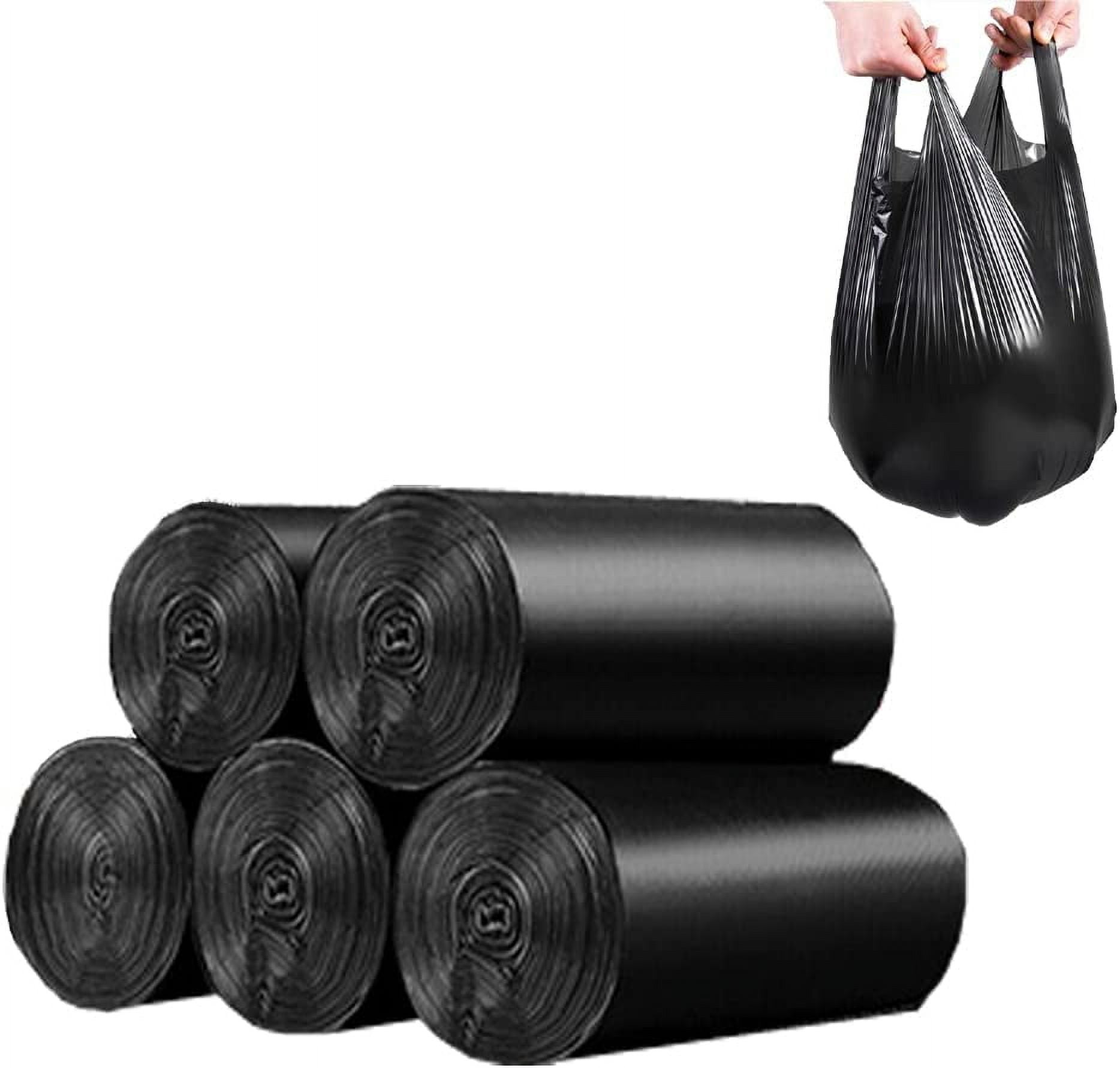 100 Count 4 Gallon Small Black Trash Bags, Durable PE Material, Handles ...