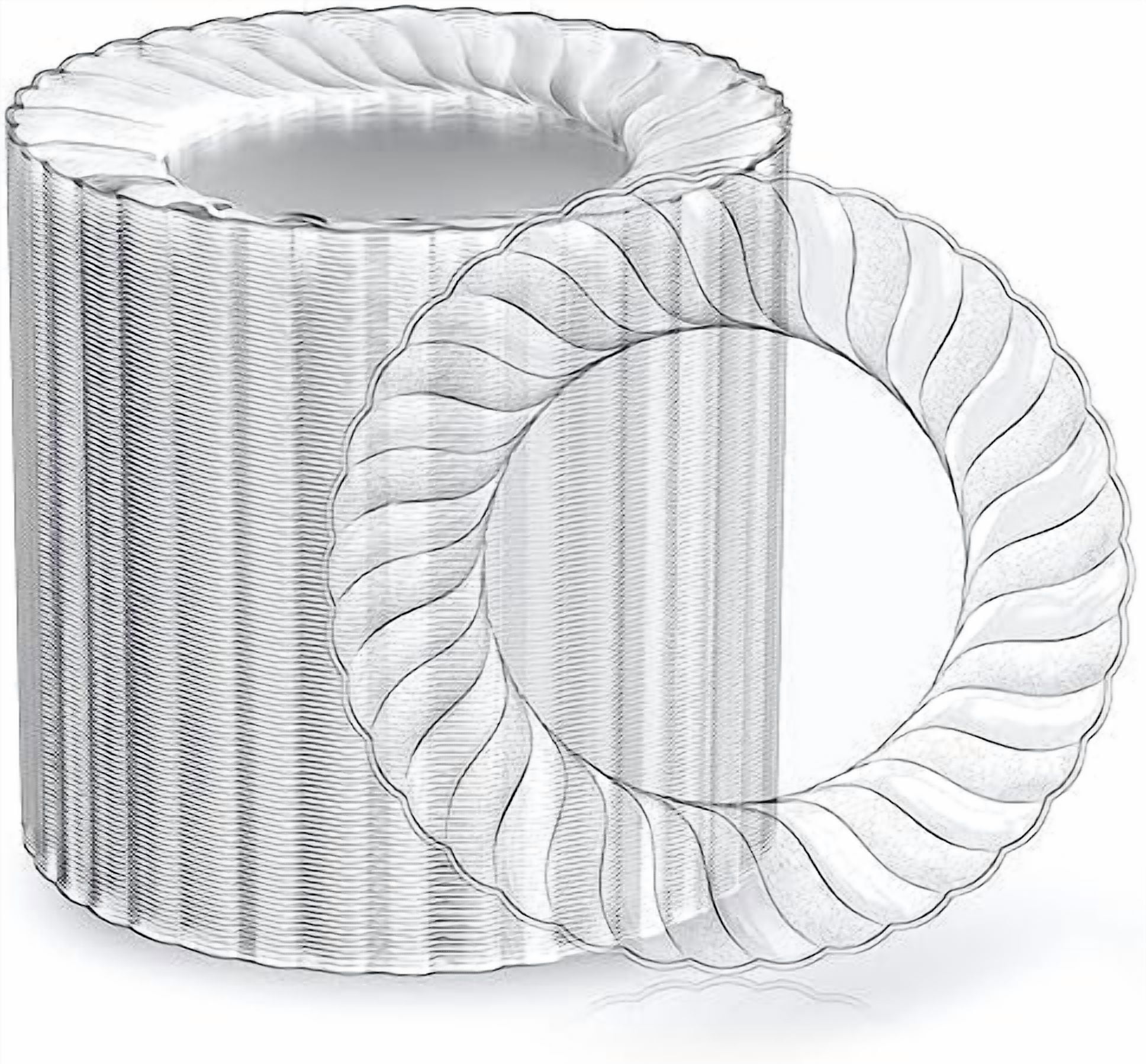 100 Count 6 Inch Clear Plastic Plates, Disposable Heavy Duty Salad ...