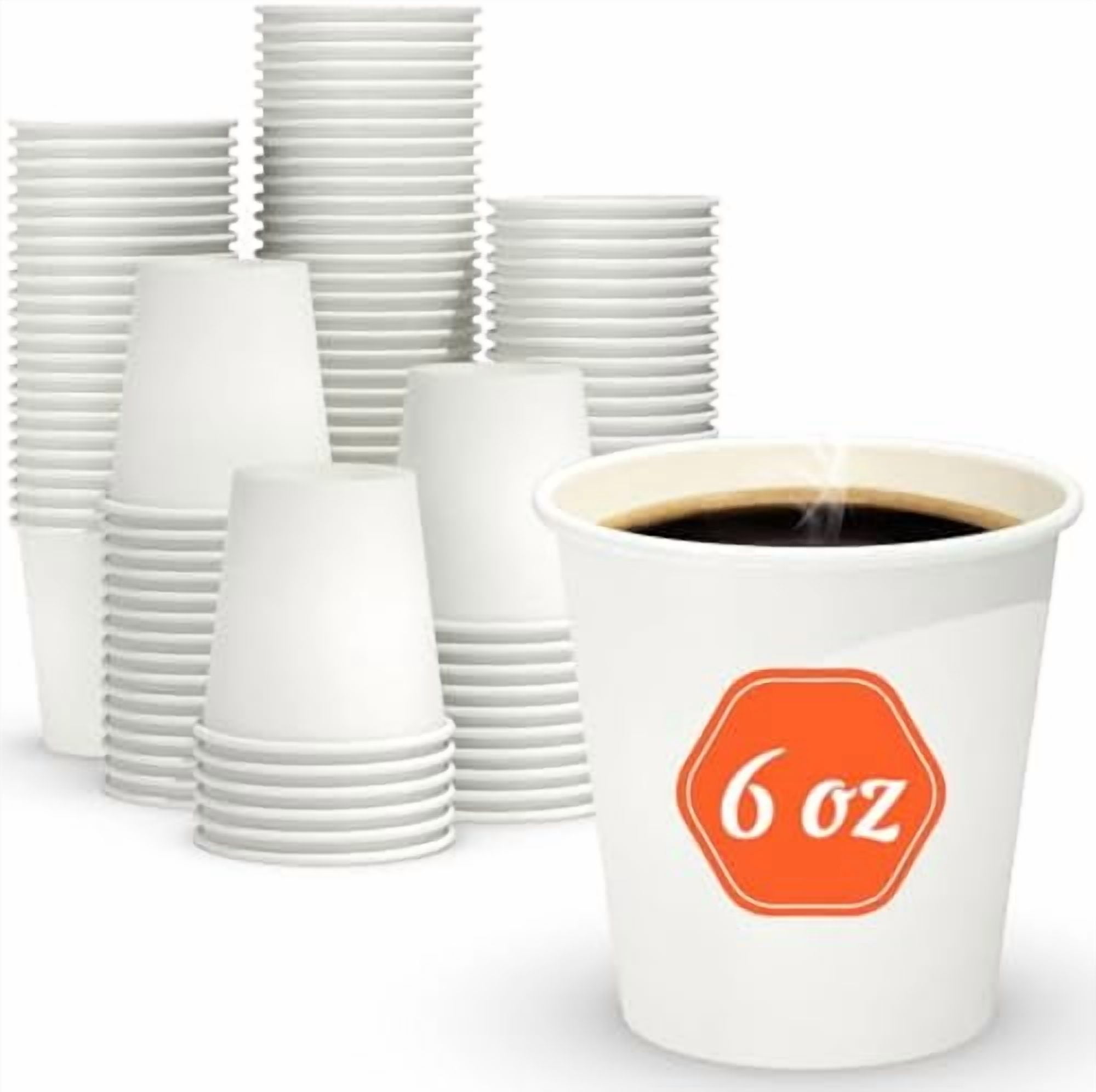 100 Count 6 oz Coffee Cups, Leak-Free Food Safe Paper Cups 6 oz ...