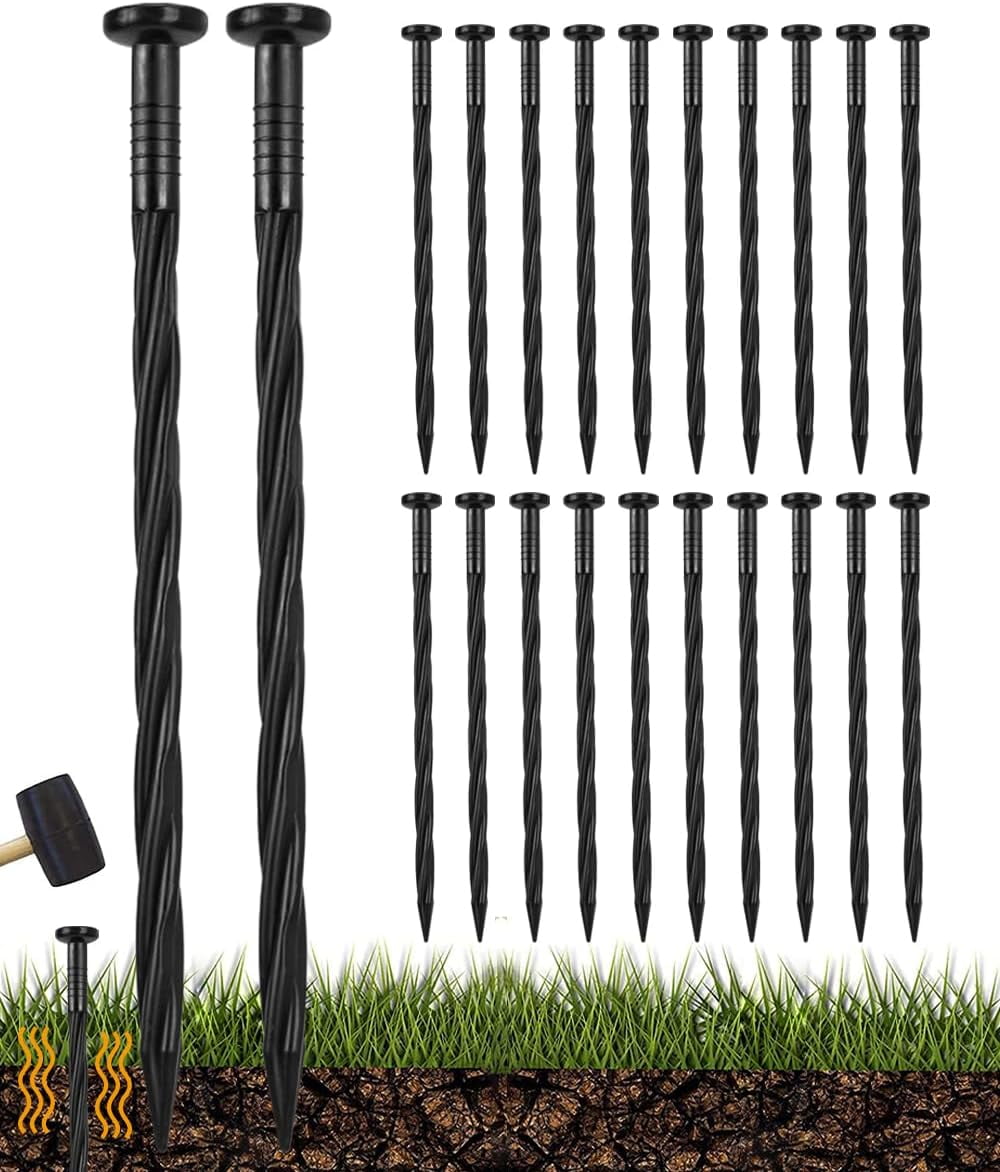 100 Count 8-Inch Plastic Landscape Anchoring Spikes Garden Lawn Yard ...
