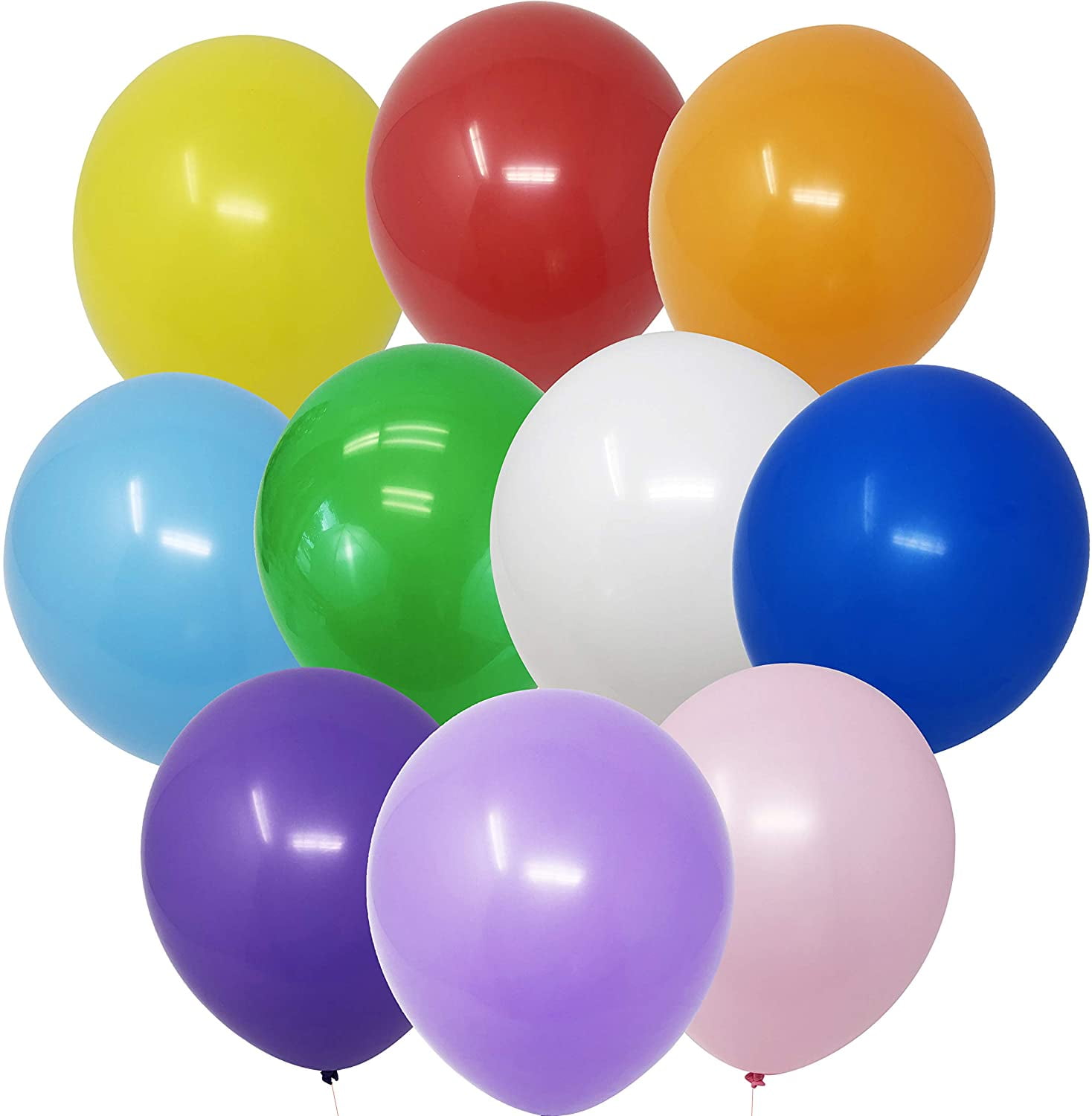 100 Count 9 Inch Helium Grade Premium Latex Balloons - Assorted Colors ...