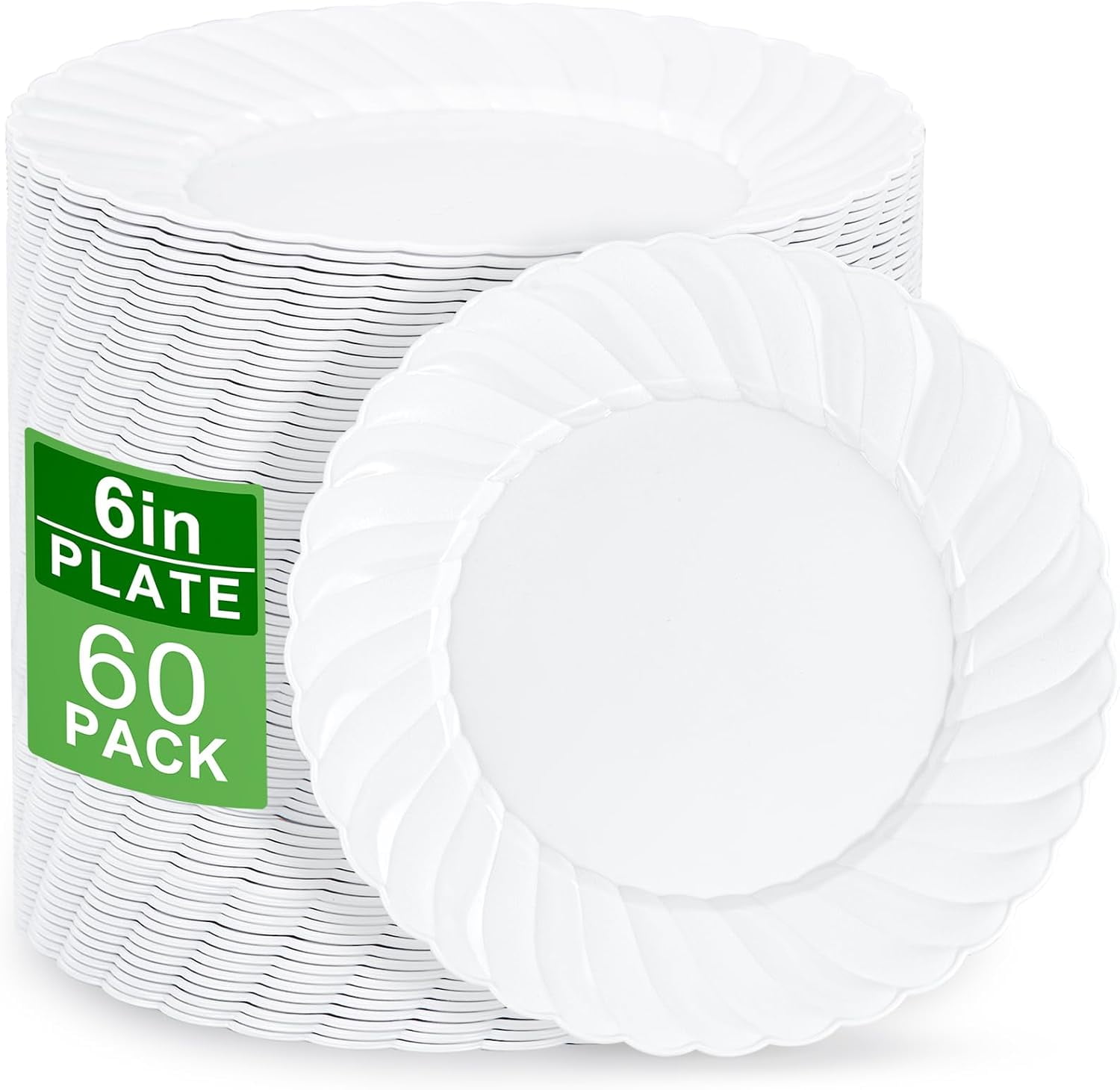 100 Count 9 Inch Ivory Plastic Plates for Party - Scalloped Disposable ...