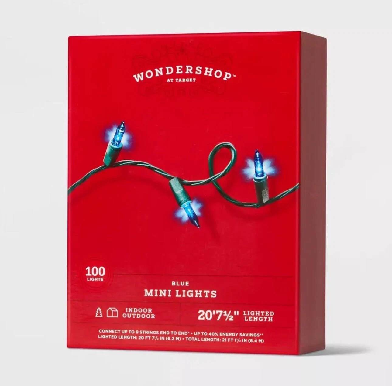100 Count Blue Mini String Lights Indoor Outdoor Green Wire 21 Ft ...