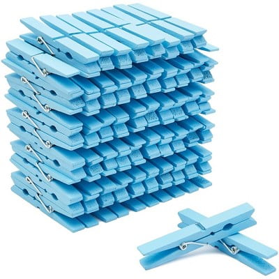 100-Count Blue Wooden Clothes Pins 3.9" for Laundry & Decorate Photos ...