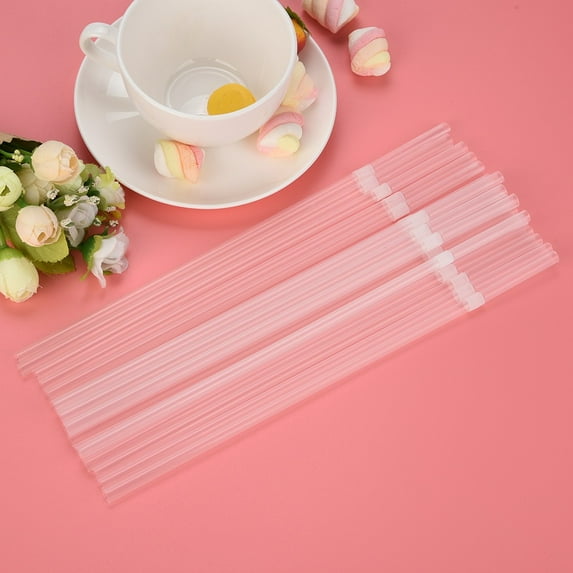 100-Count Clear Flexible Plastic Drinking Straws, 210mm Long and 6mm ...
