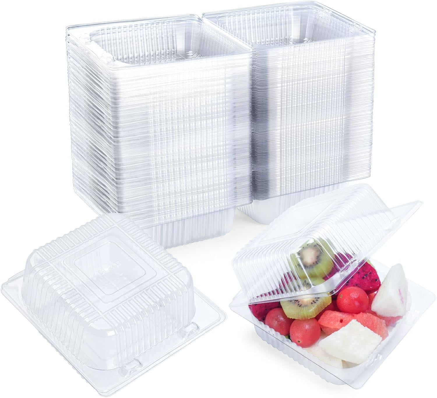 100 Count Clear Plastic Containers with Lids for Food, Thickened ...
