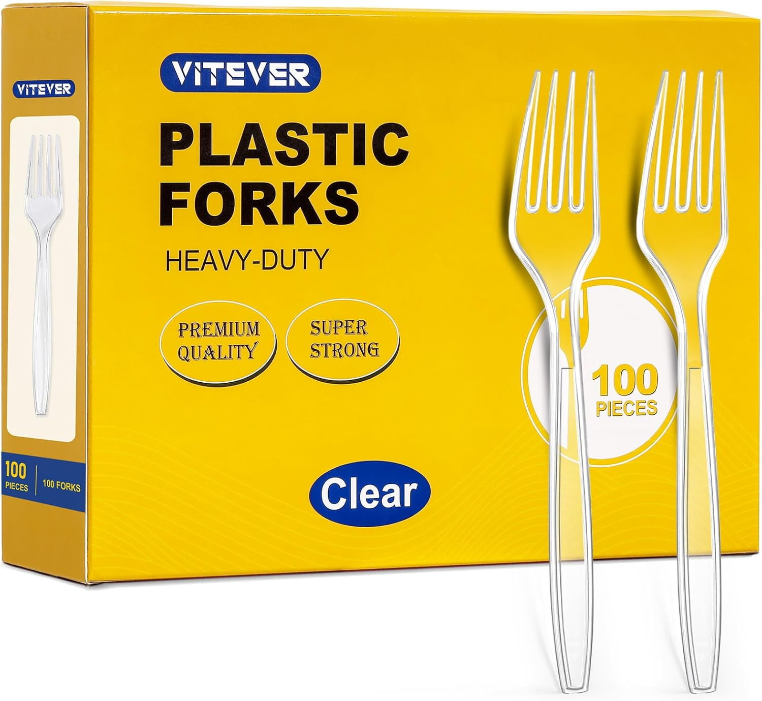 [100 Count] Clear Plastic Forks Heavy Duty, Premium Disposable Forks ...