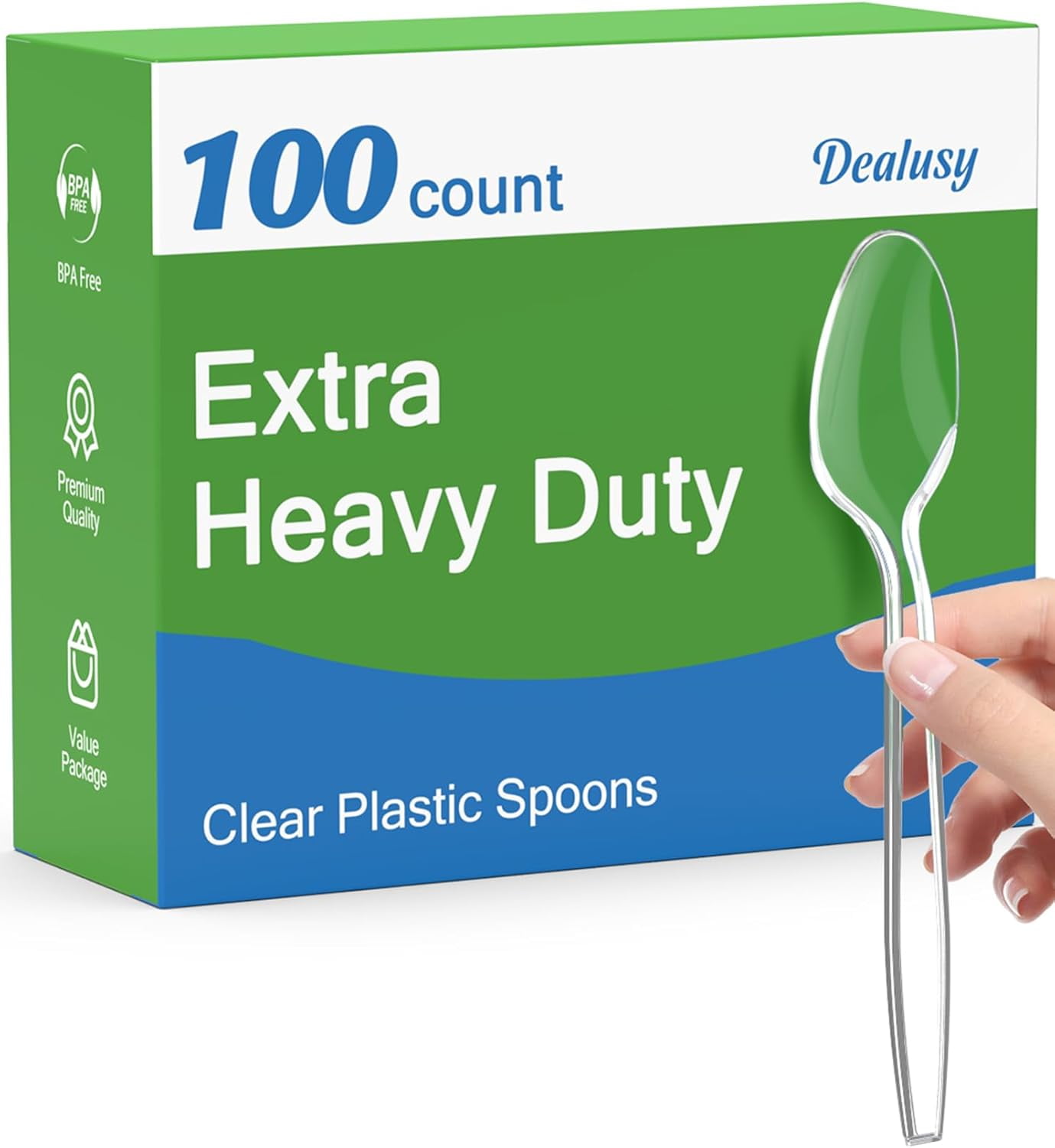 100 Count Clear Plastic Spoons Disposable, BPA-Free, Heat Resistant ...