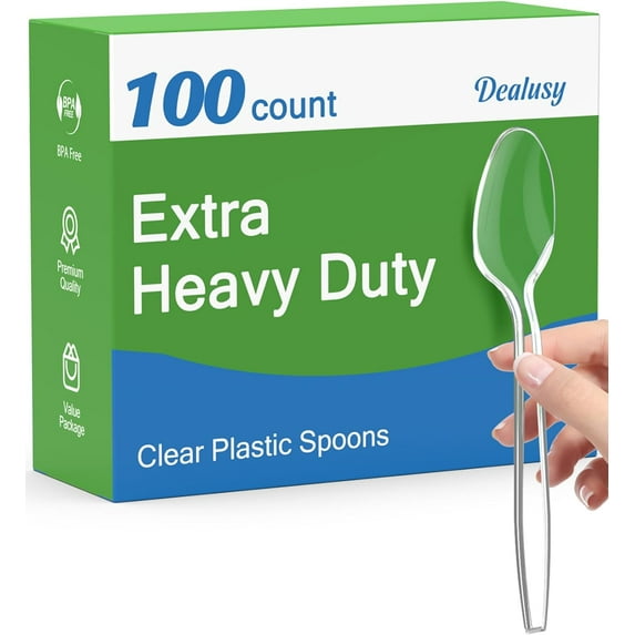 100 Count Clear Plastic Spoons Disposable, BPA-Free, Heat Resistant ...