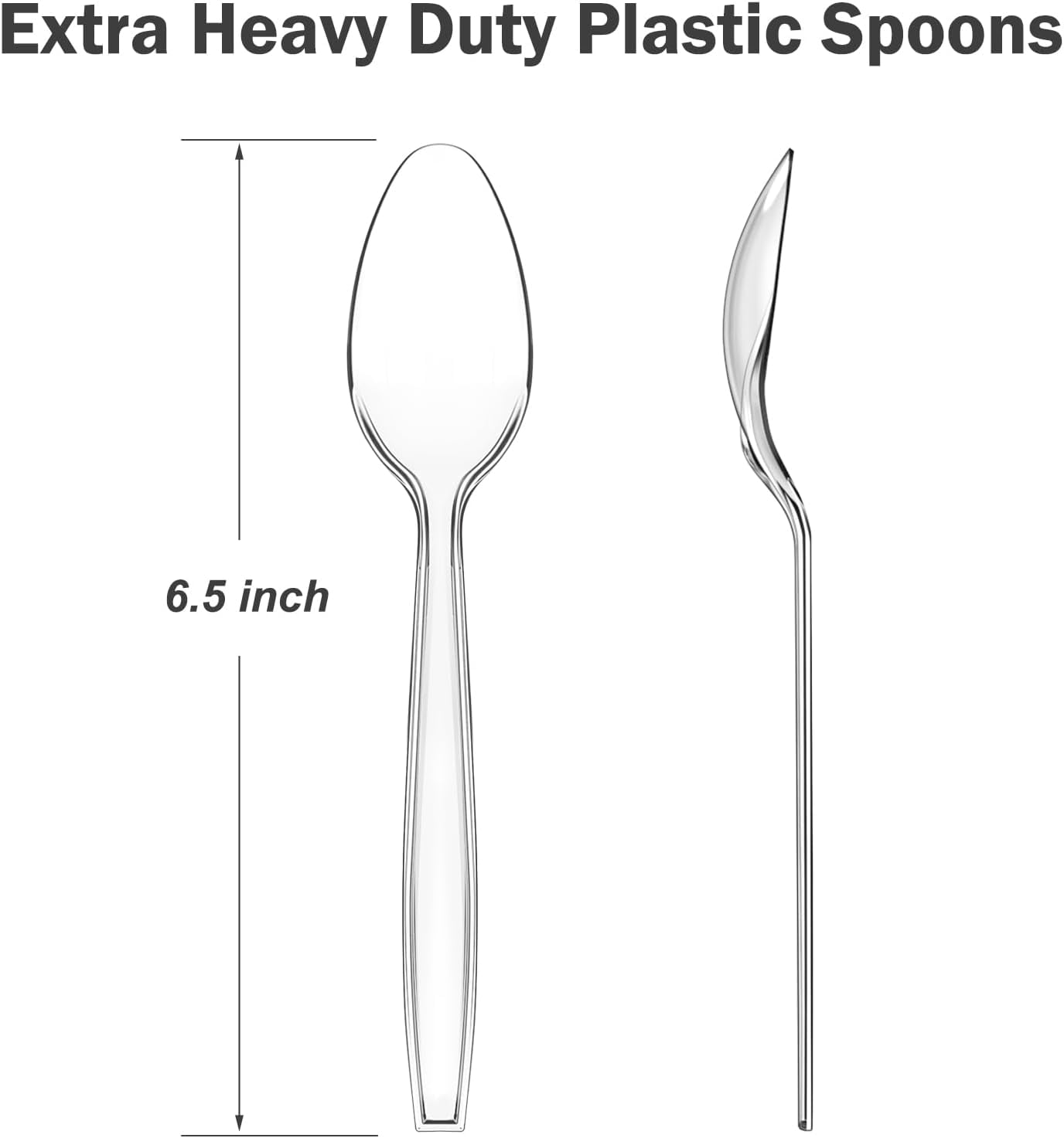 100 Count Clear Plastic Spoons Disposable, BPA-Free, Heat Resistant ...