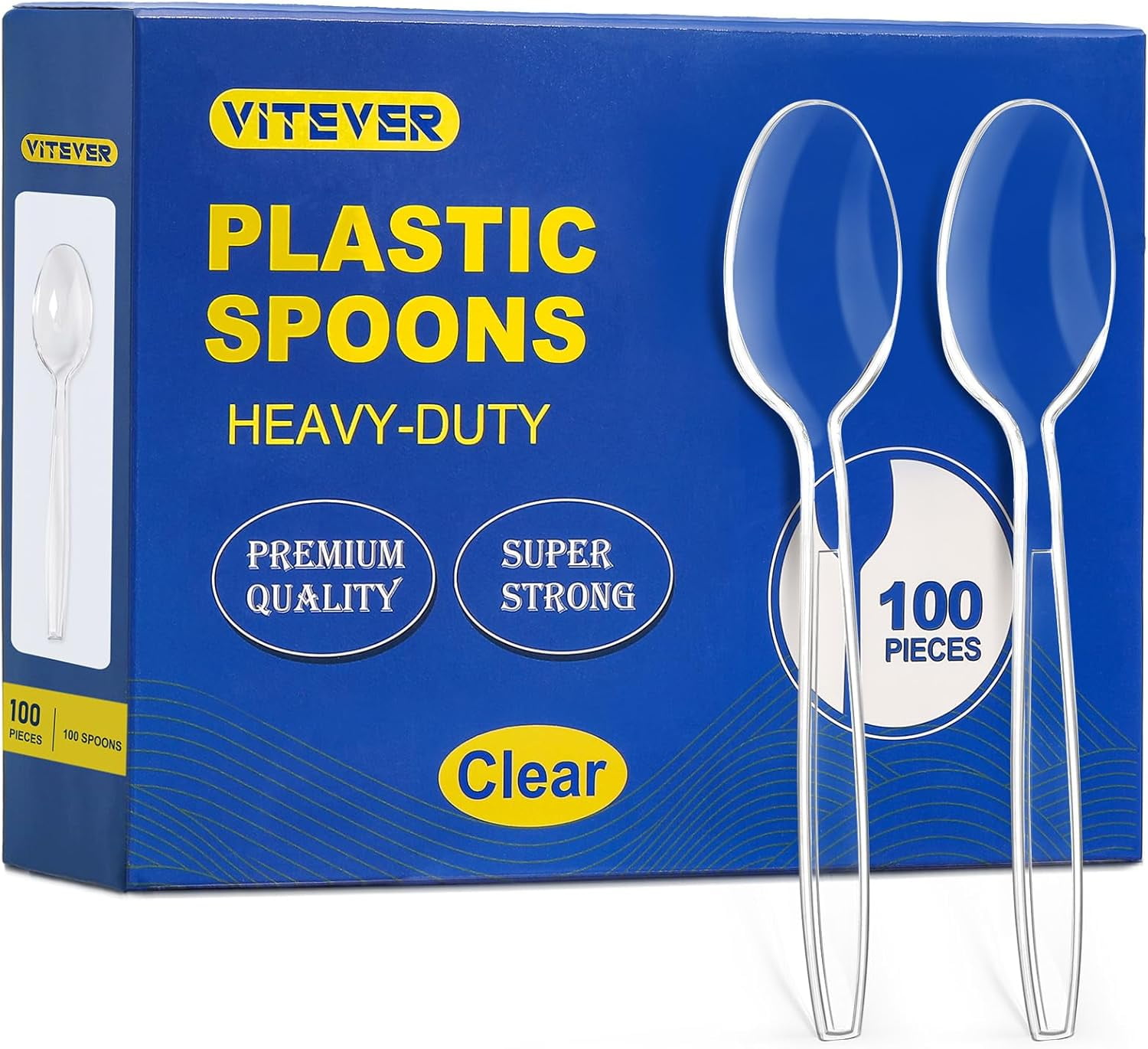 [100 Count] Clear Plastic Spoons Heavy Duty, Premium Disposable Spoons ...