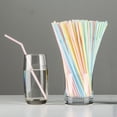 100 Count Colorful Bent Straws – Disposable Plastic Drinking Straws for ...