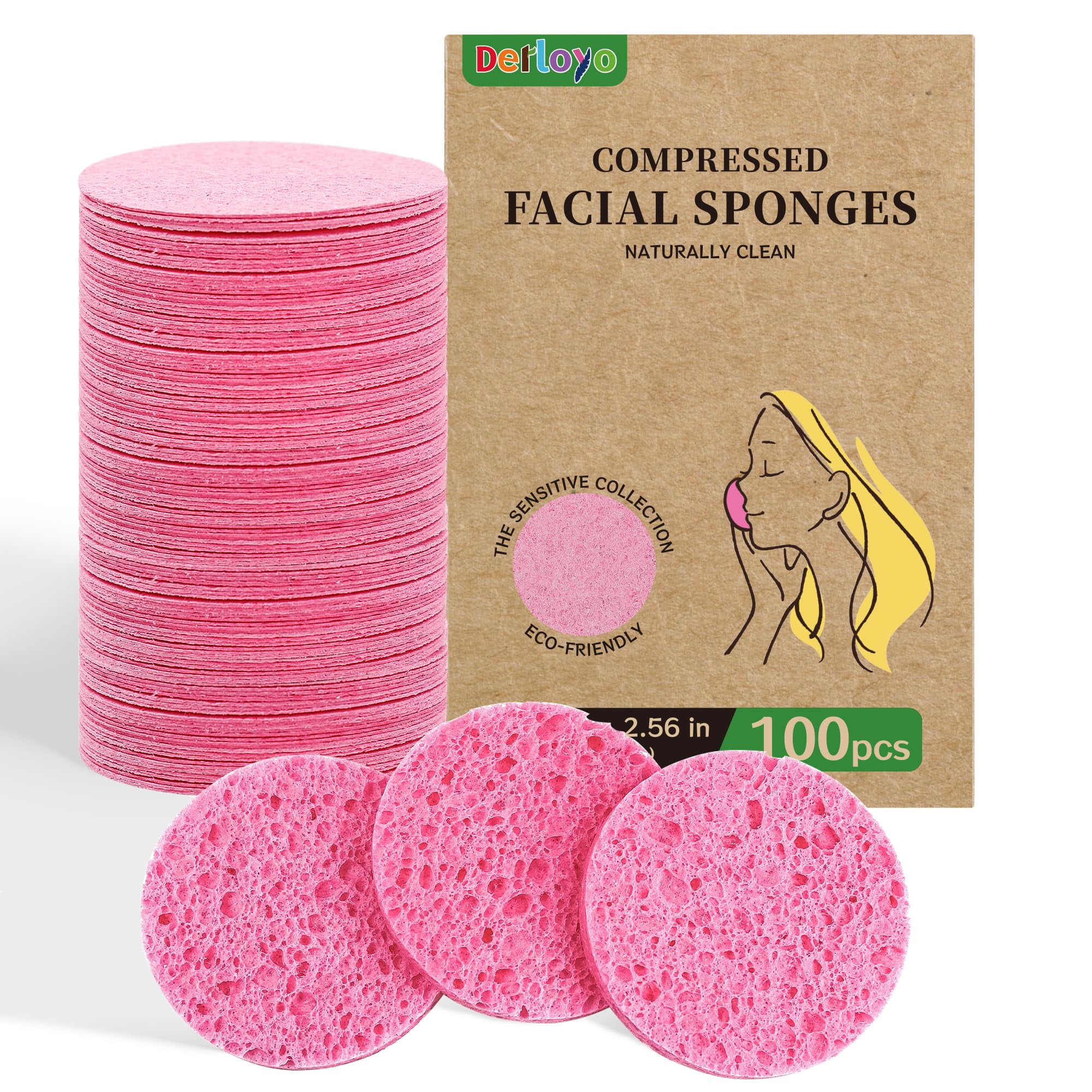 100-Count Compressed Facial Sponges, HMF23 Natural Cellulose Face ...