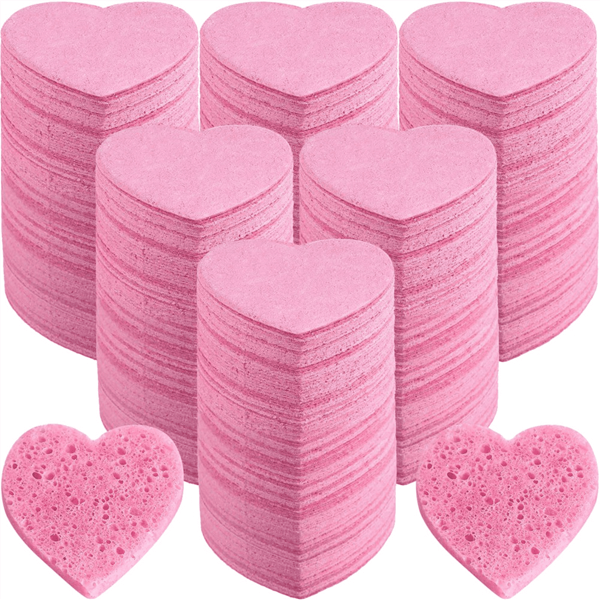 100 Count Compressed Sponges Heart Shape Face for Cleansing Natural ...