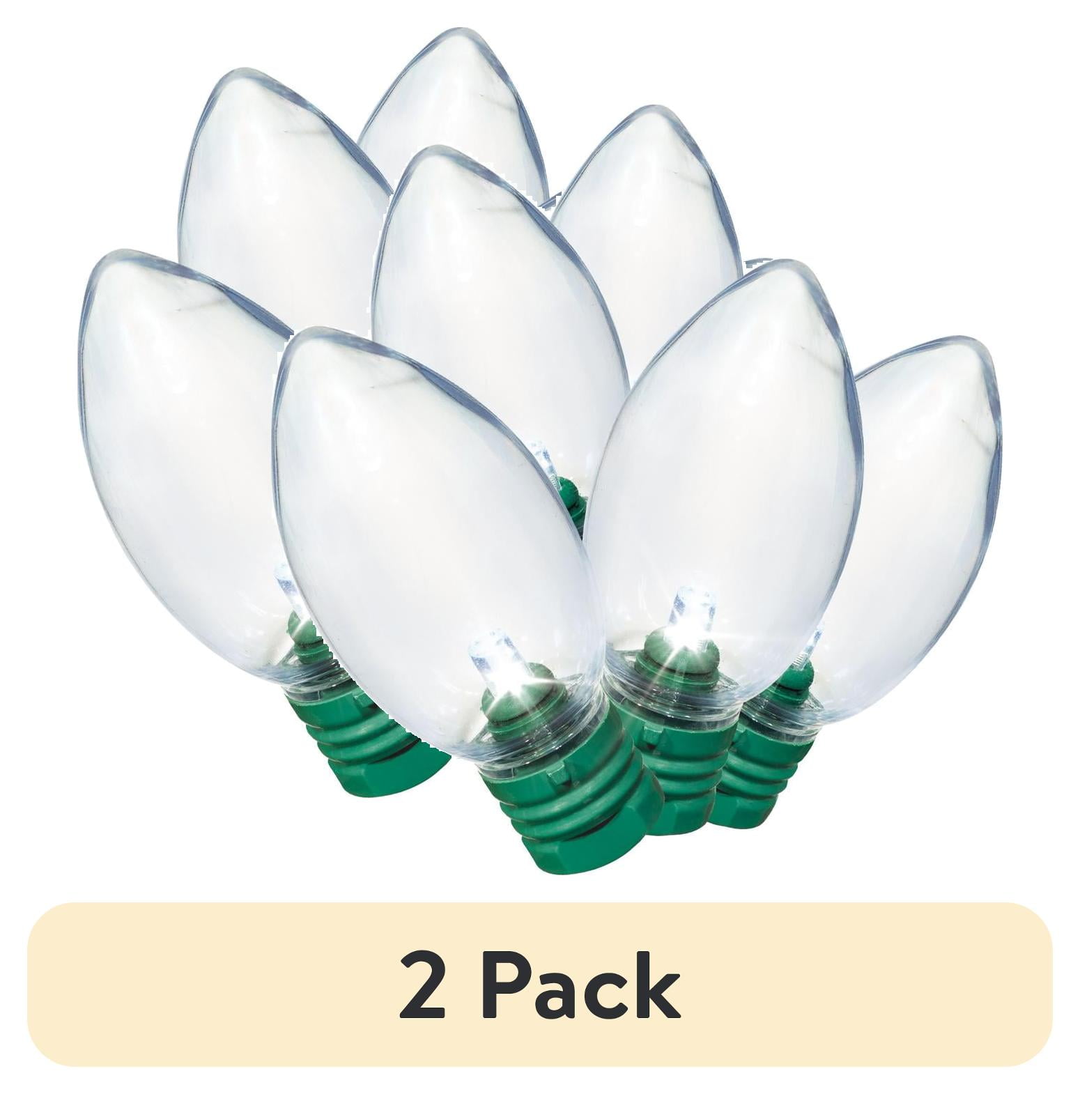 (2 pack) 100-Count Cool White LED Smooth C9 Christmas Lights with Green ...