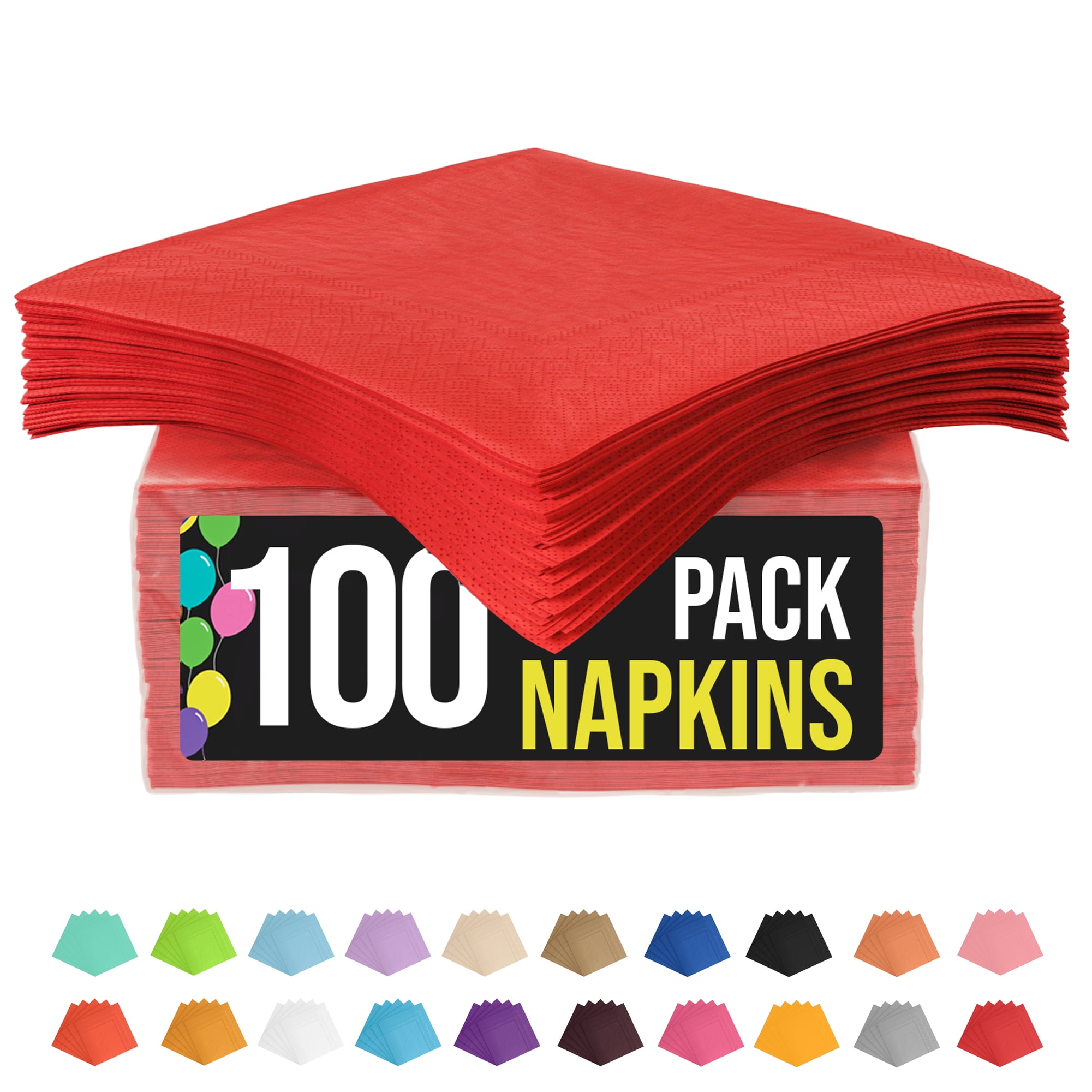 100 Count Crown Display Red Cocktail Napkins - Walmart.com