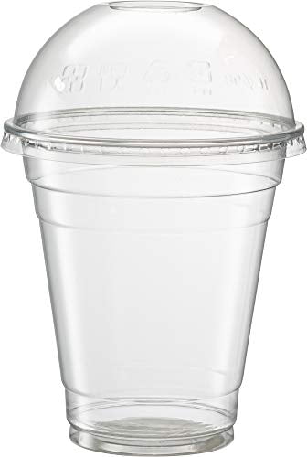 [100 Count] Crystal Clear PET Plastic Dome lids With Straw Slot Fits 14 ...