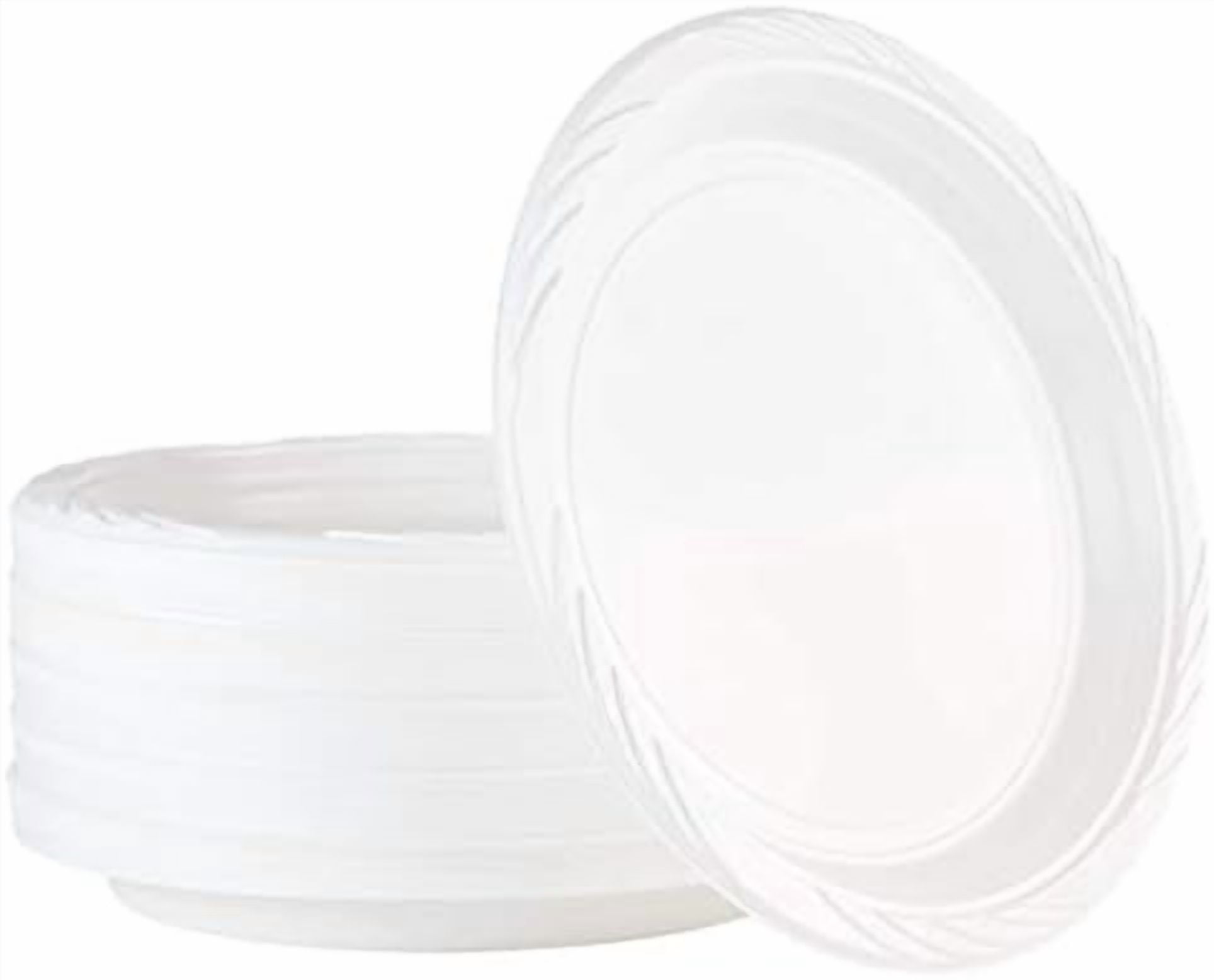 100 Count Disposable 10 Inch White Plastic Dinner Plates Extra Large ...