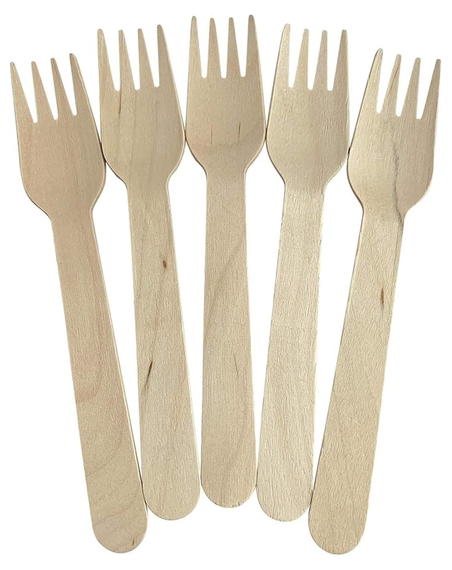 100 Count | Disposable Birch Wood Cutlery Forks, Biodegradable and ...