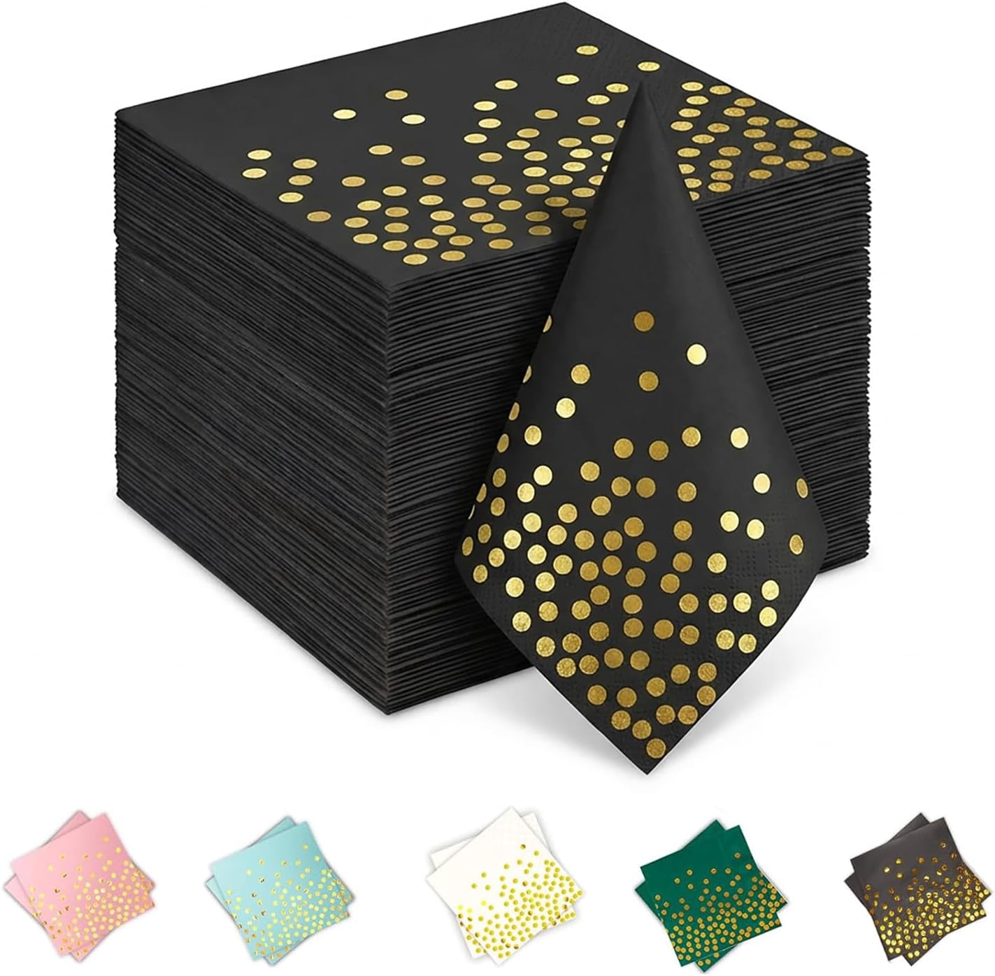 100 Count Disposable Cocktail Napkins, 6.5x6.5 Inch Premium 2-Ply Party ...